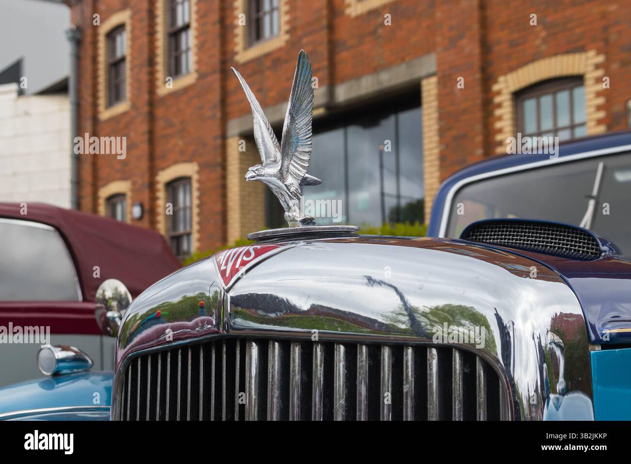 Alvis classic car logo and radiator grill eagle emblem statue Stock ...