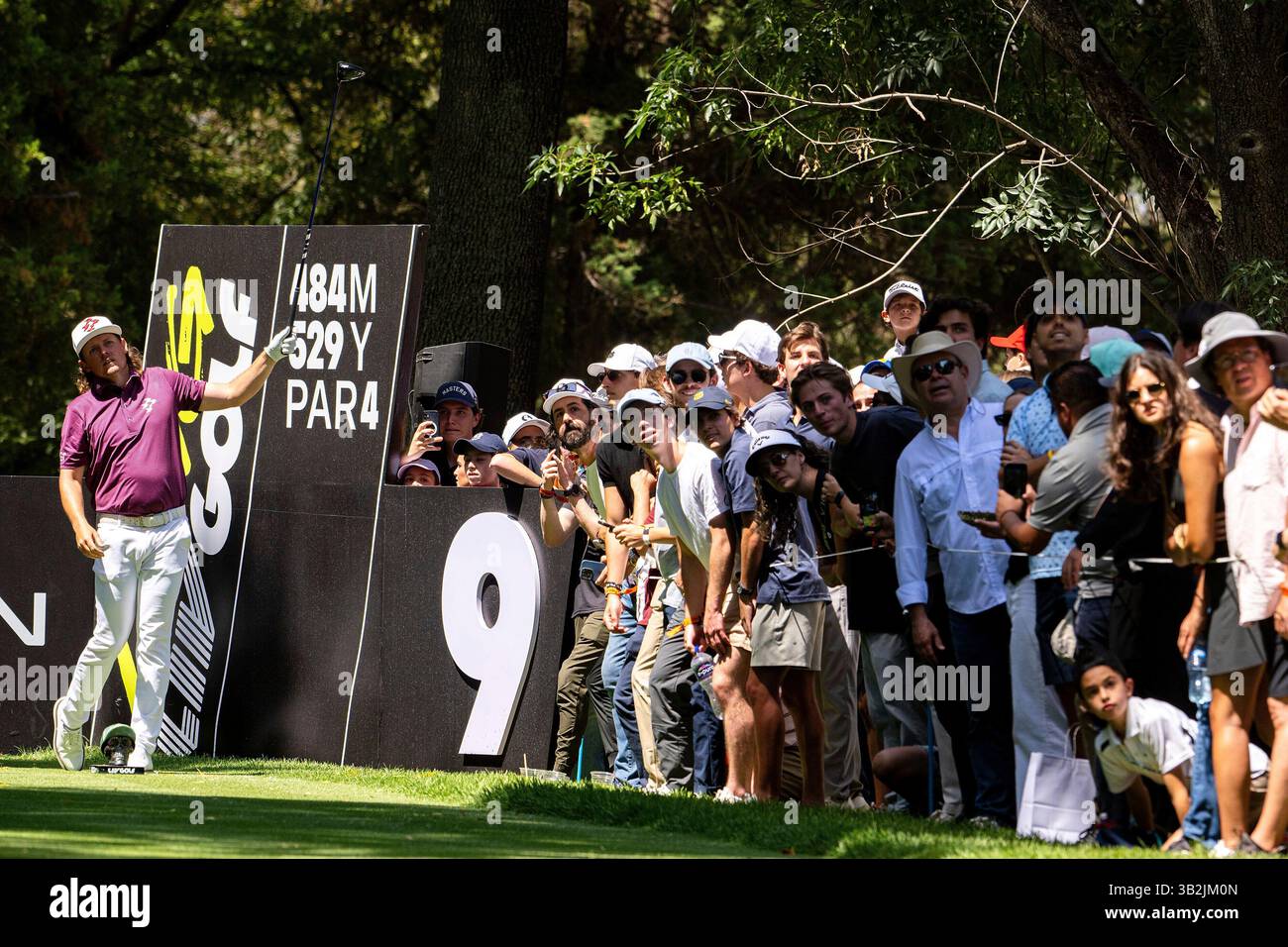 Captain Cameron Smith of Ripper GC hits his shot from the ninth tee ...