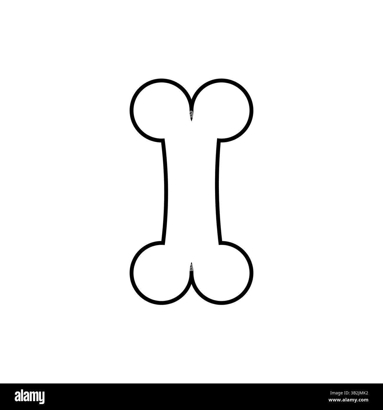 Bone shape icon. Skeleton element vector. Simple black contour. Dog ...