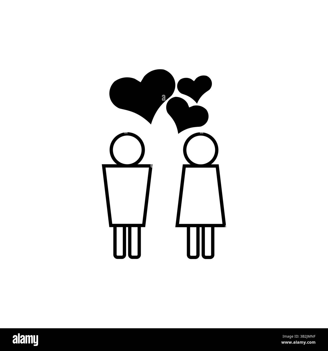 Love couple icon. Romantic people symbol. Black heart vector ...