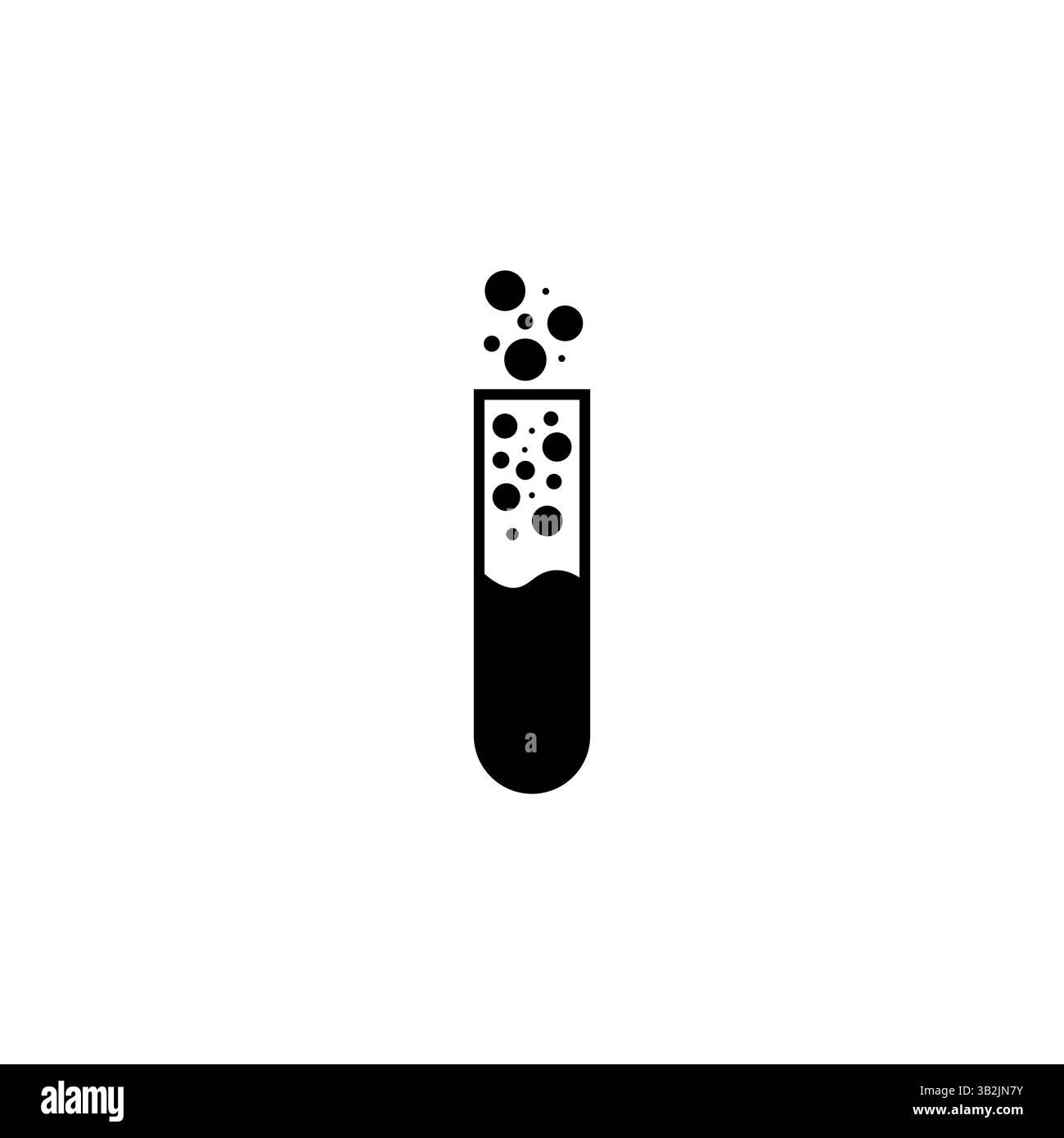 Test tube icon. Chemical reaction vector. Black laboratory shape ...