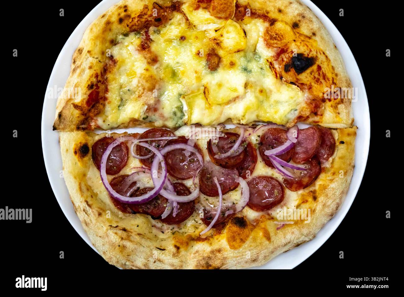 The most authentic Brazilian pizza, half pepperoni, onion and half four ...