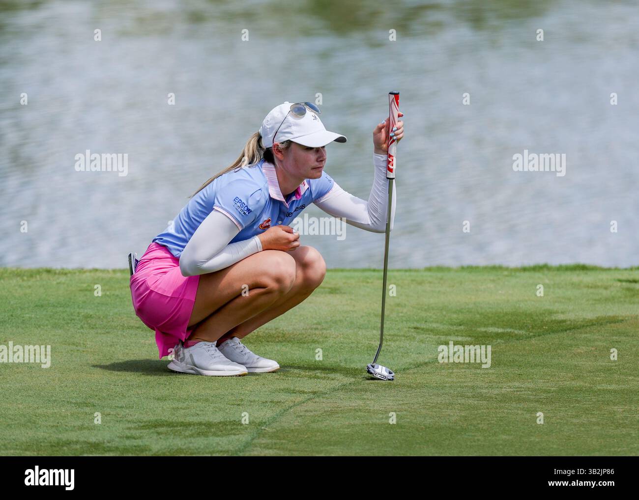 THE WOODLANDS, TX - APRIL 27: Brooke Matthews (USA) studies her putt on ...