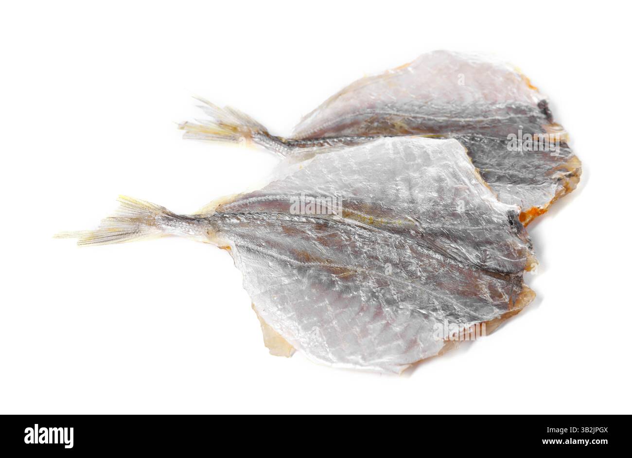 Dried cod fish fillets isolated on white Stock Photo - Alamy