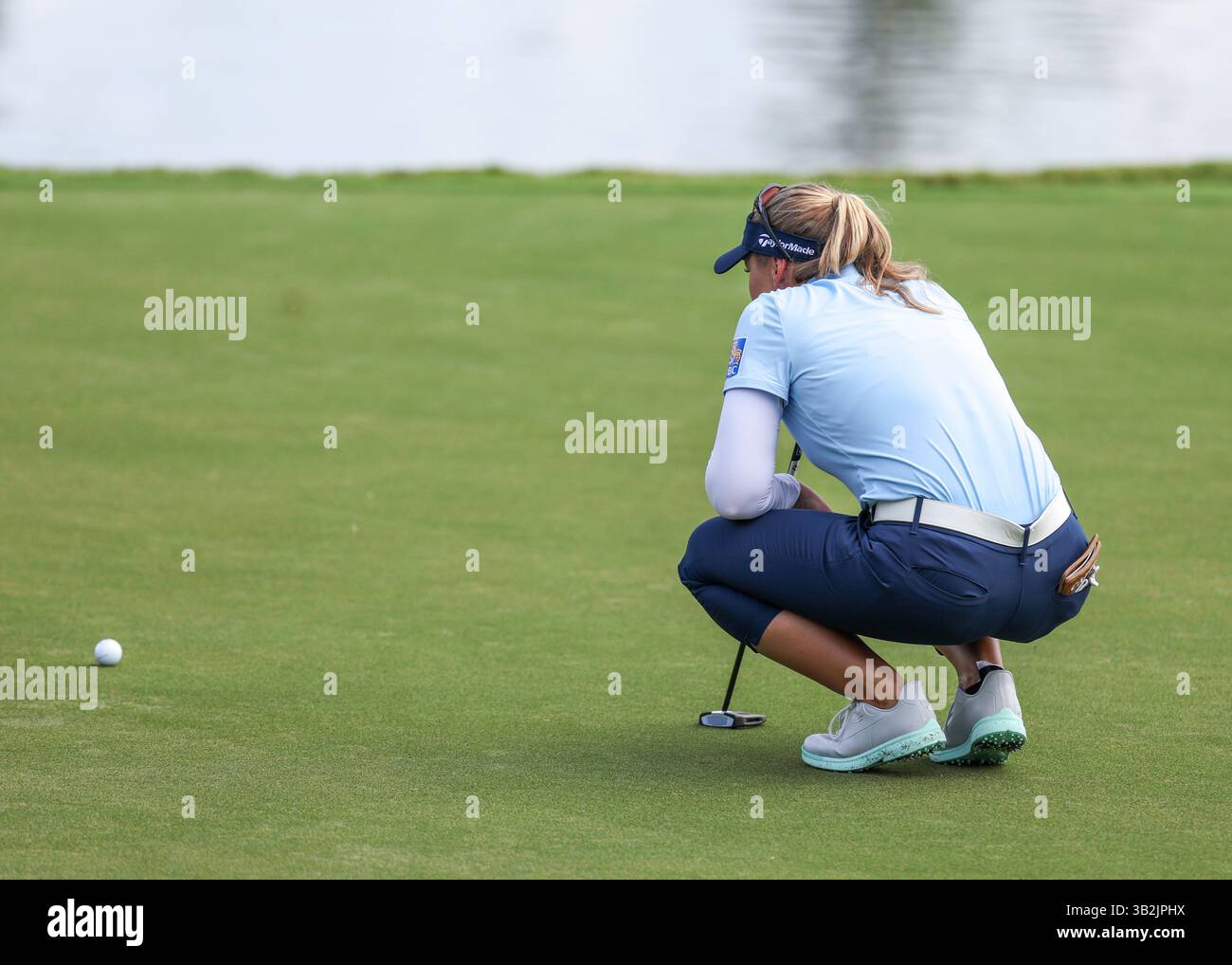 THE WOODLANDS, TX - APRIL 27: Brooke M. Henderson (CAN) studies her ...
