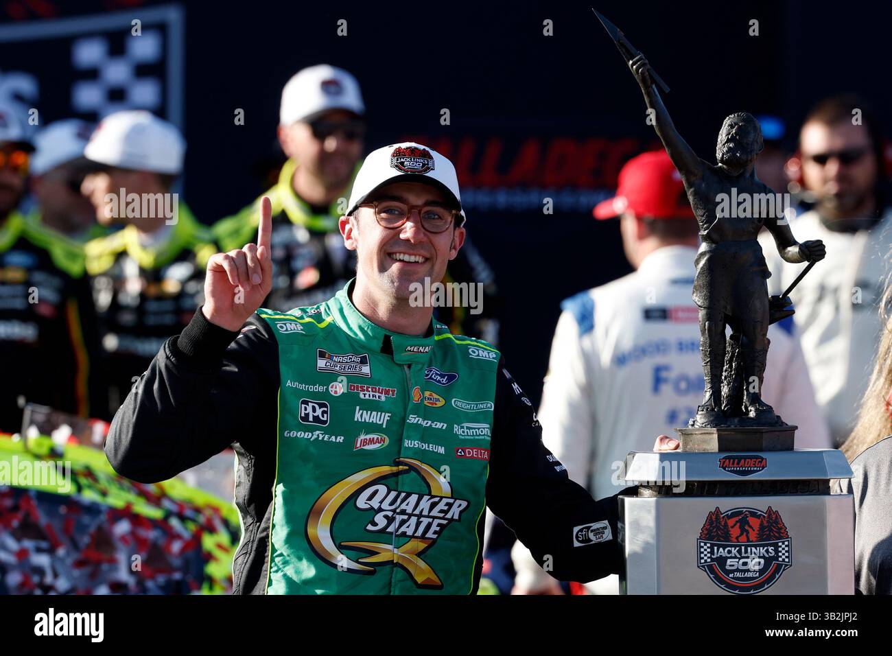 NASCAR Cup Series driver Austin Cindric celebrates after winning a ...