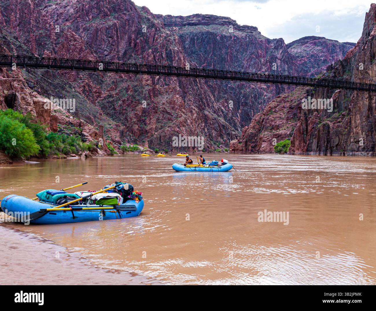 River Rafts Floating on The Colorado River Below The Black Bridge ...