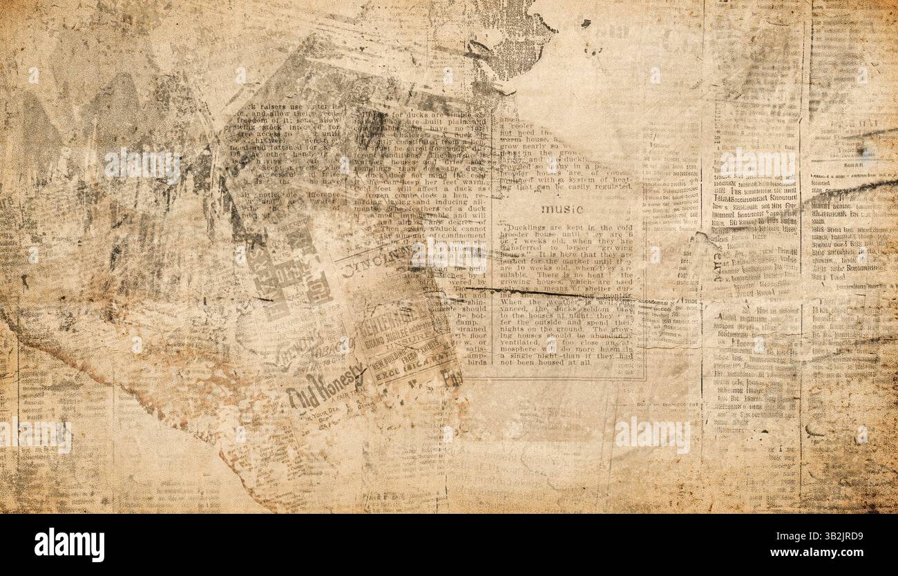 Old newspaper background, brown grunge news print texture, vintage ...