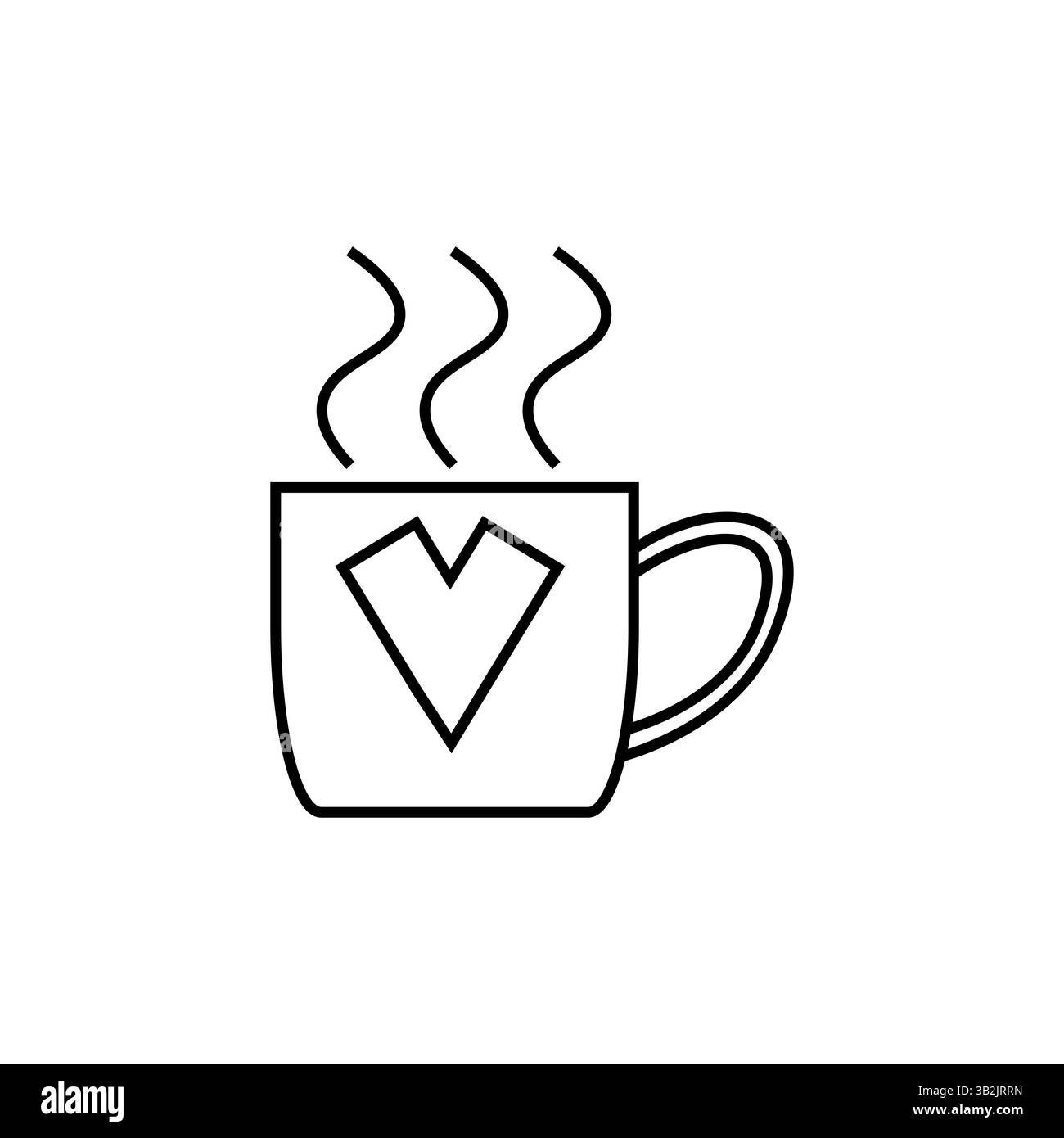 Coffee cup icon. Hot drink symbol. Love heart illustration. Vector ...