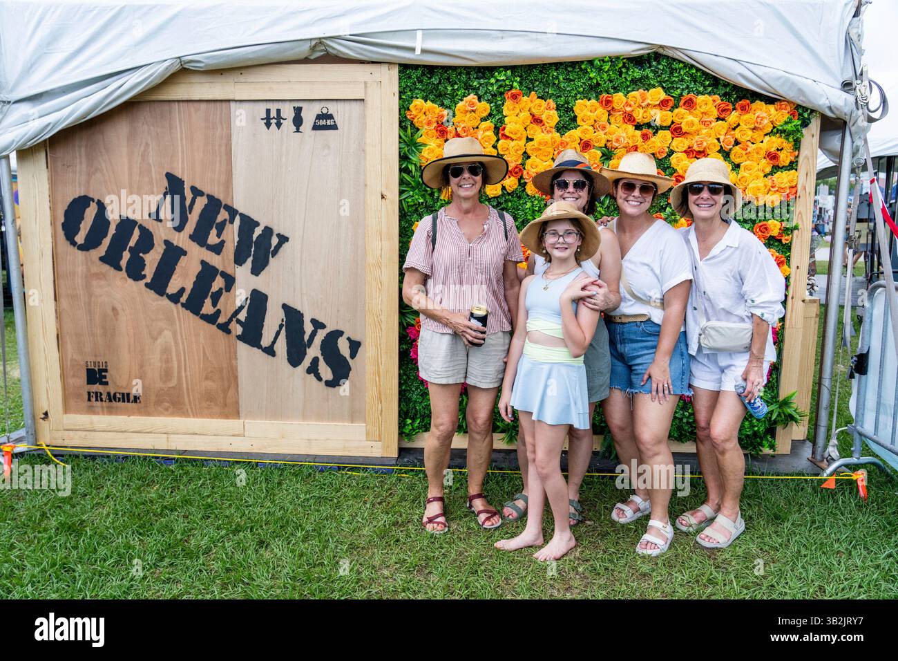 Festivalgoers are seen during the first weekend of the New Orleans Jazz ...