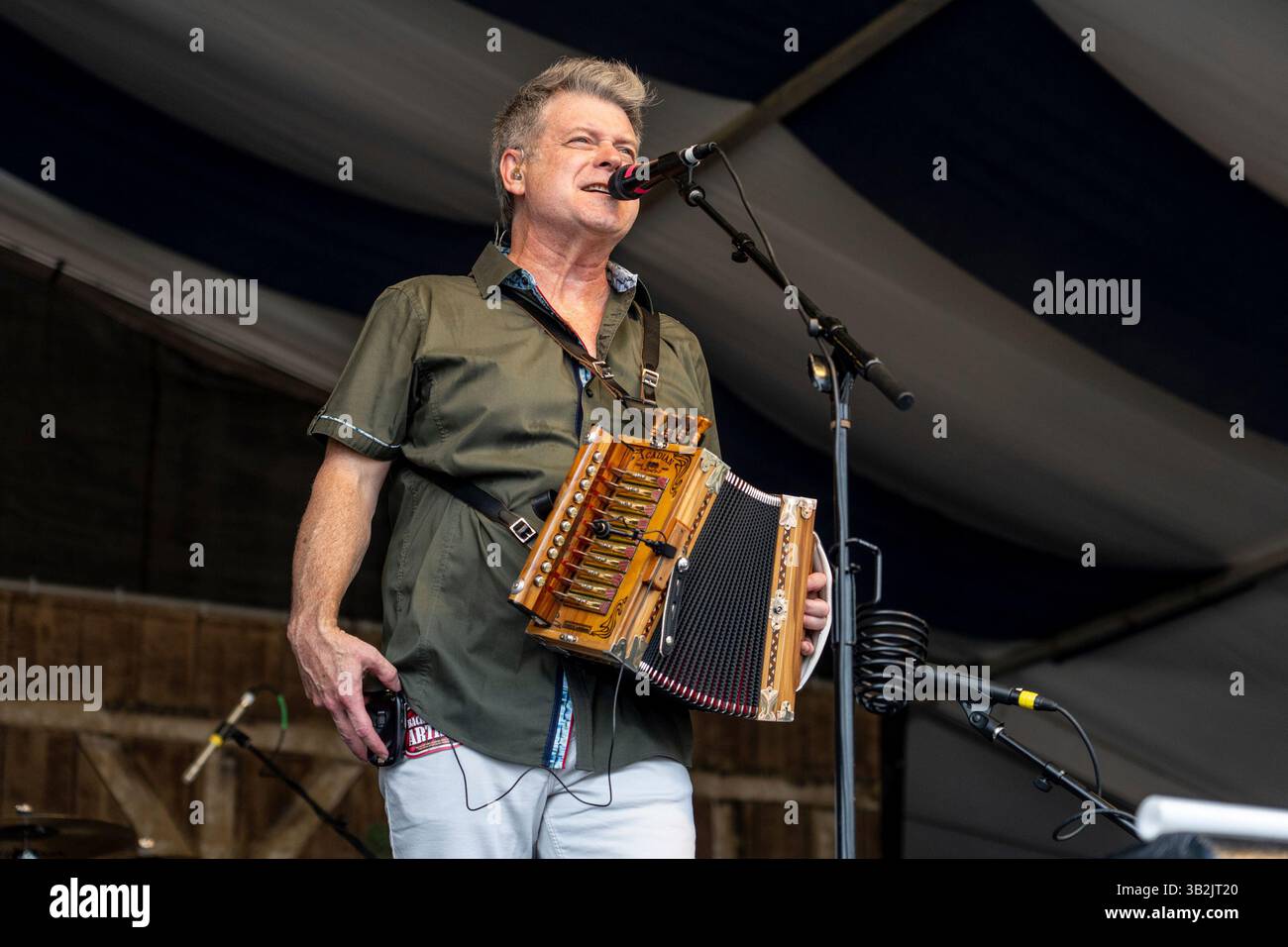 Steve Riley performs during the first weekend of the New Orleans Jazz ...