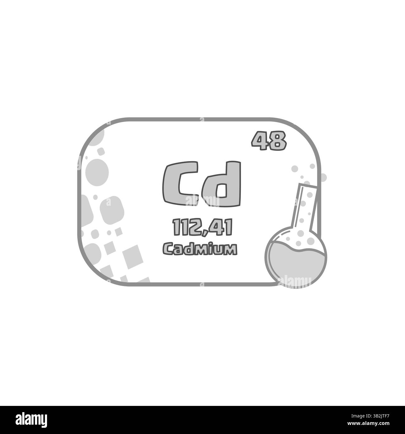 Cadmium periodic icon. Cd chemical symbol. Atomic number forty eight ...