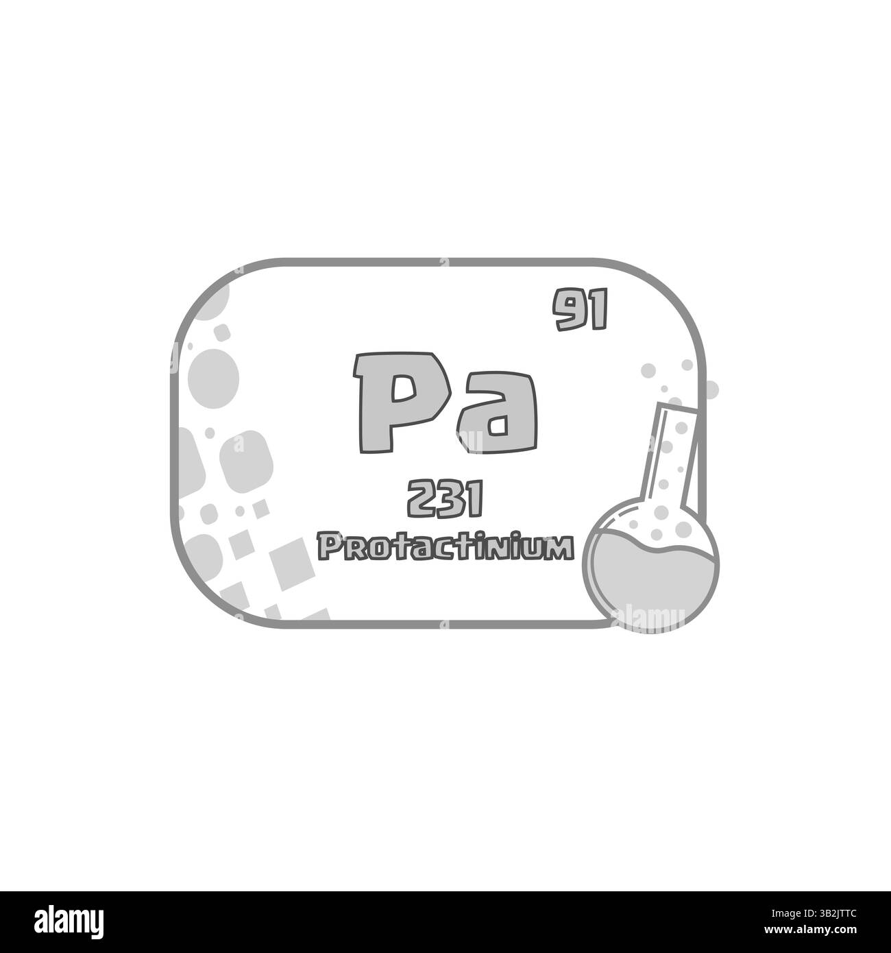 Protactinium atomic icon. Pa table block. Number ninety one. Vector ...