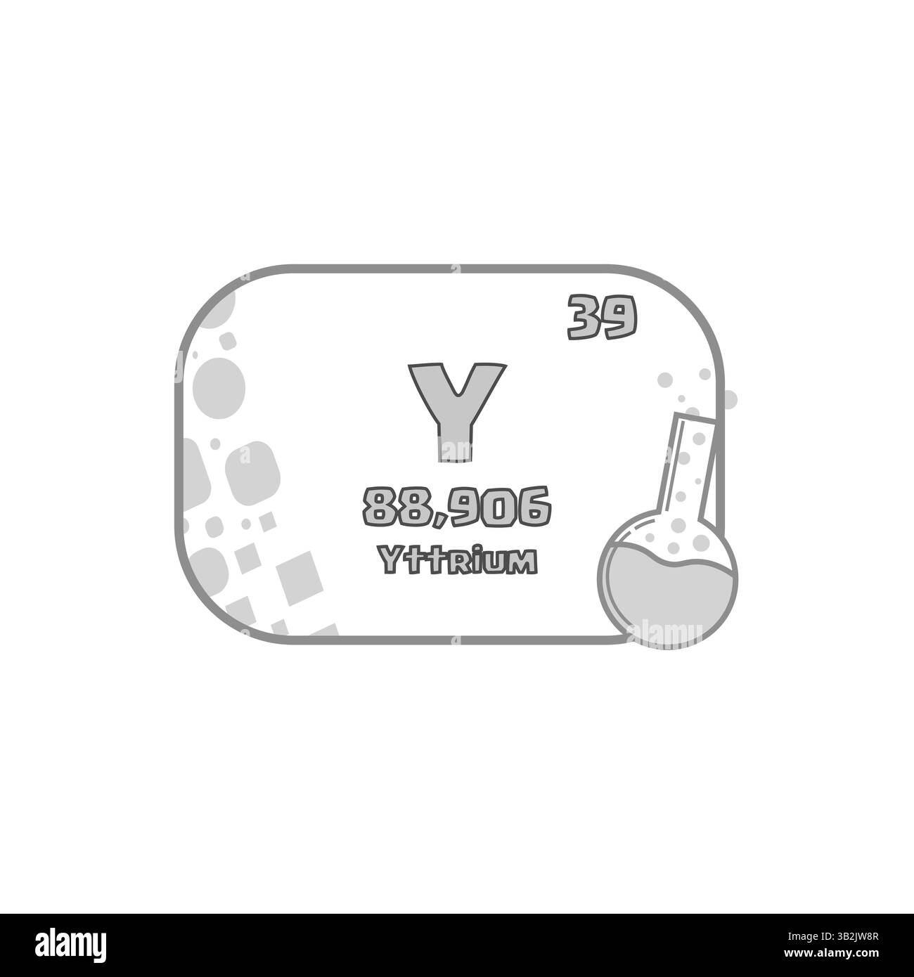 Yttrium atomic icon. Y periodic block. Number thirty nine. Scientific ...