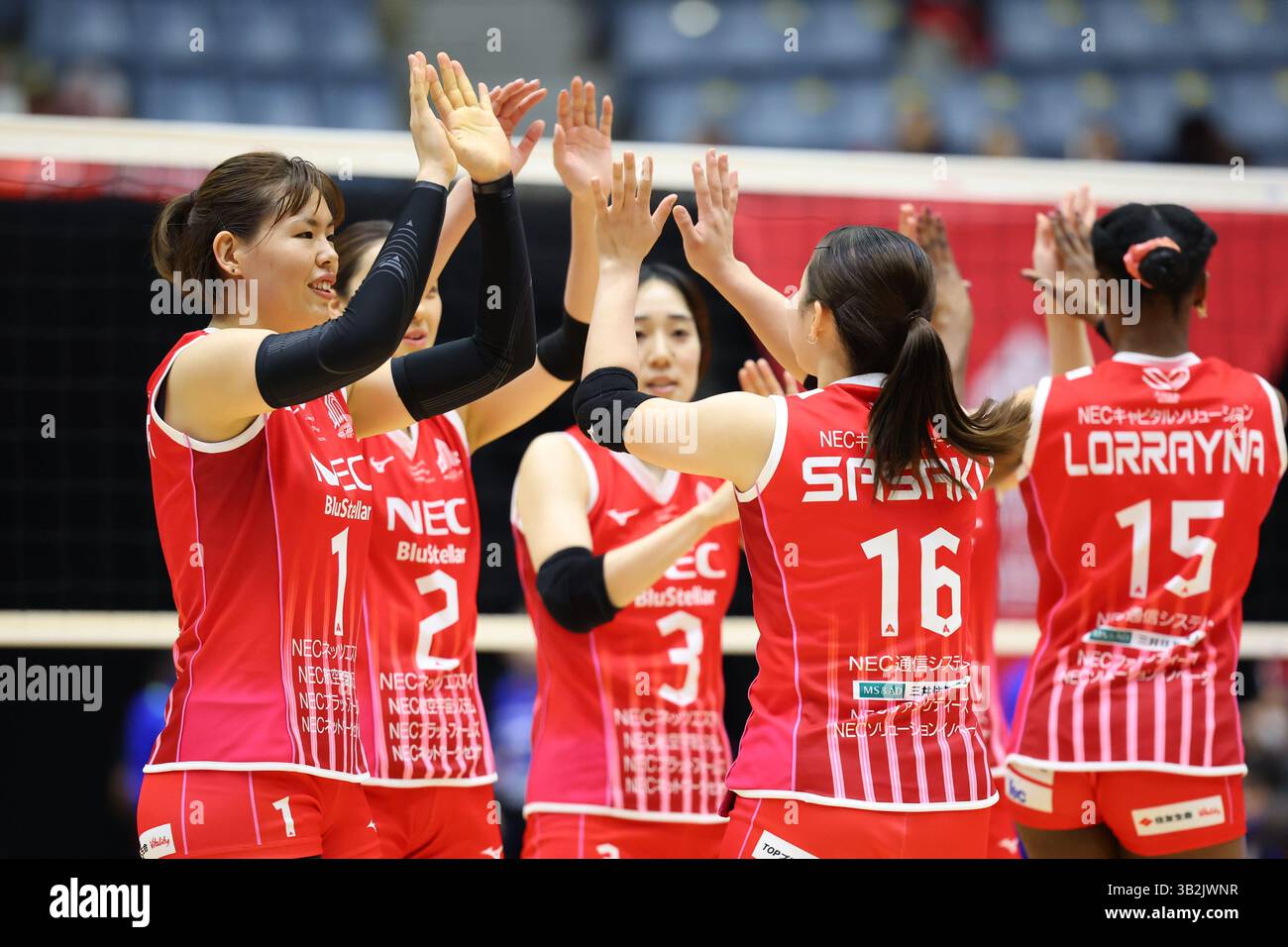 Kawasaki Todoroki Arena, Kanagawa, Japan. 26th Apr, 2025. NECNEC Red Rockets Kawasaki team group ...