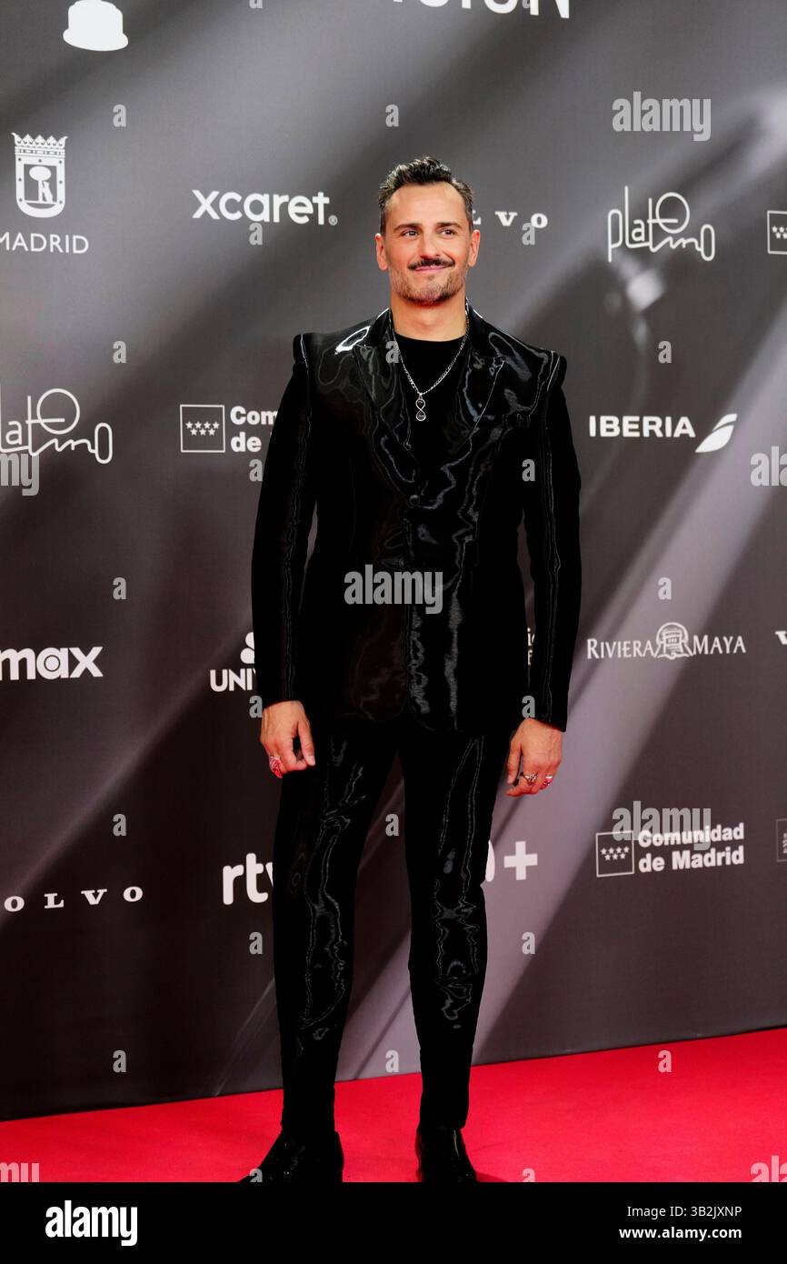 Asier Etxeandia attends 12nd Platino Awards 2025 - Red Carpet at Palacio Municipal de Congresos ...