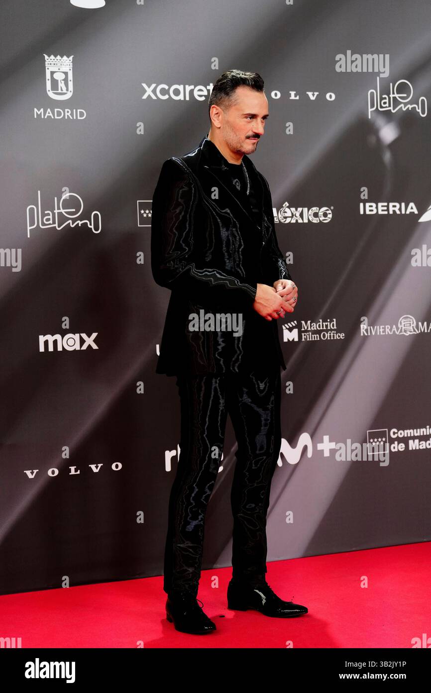 Asier Etxeandia attends 12nd Platino Awards 2025 - Red Carpet at Palacio Municipal de Congresos ...