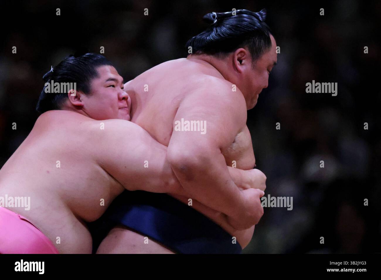 (L-R) Ura, Tamawashi, APRIL 26, 2025 - Sumo : Yokohama Arena Sumo ...