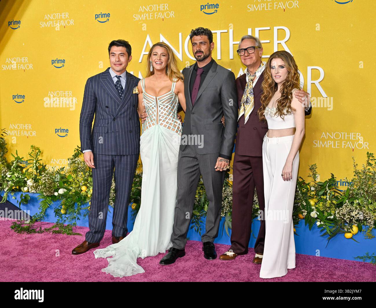 Henry Golding, from left, Blake Lively, Michele Morrone, Paul Feig and ...