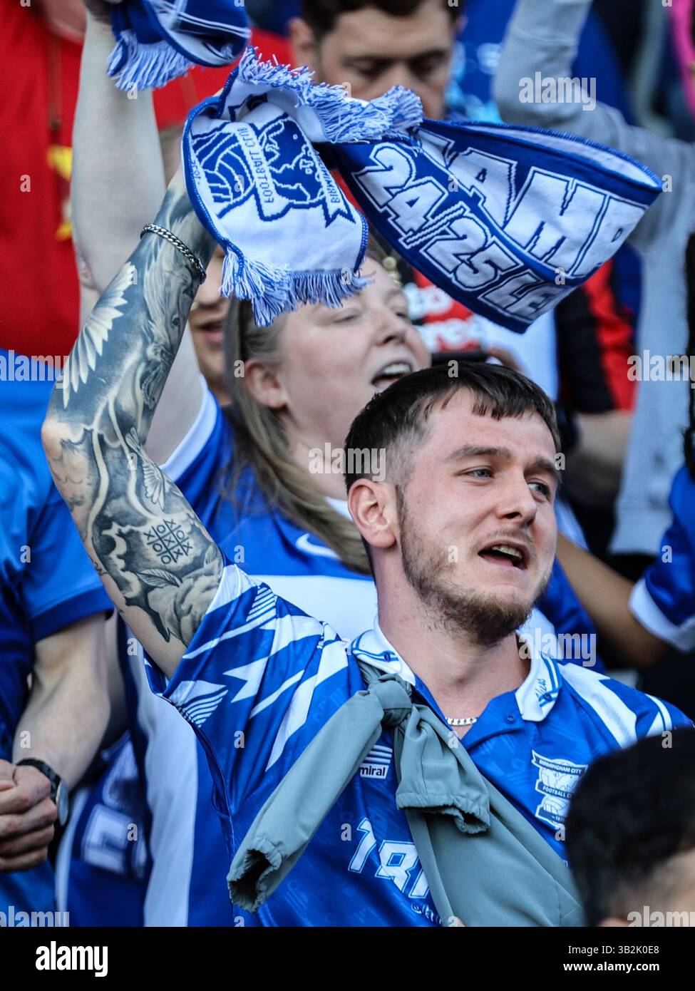 Birmingham, UK. 27th Apr, 2025. Birmingham, England, April 27th 2025: Birmingham City fans ...