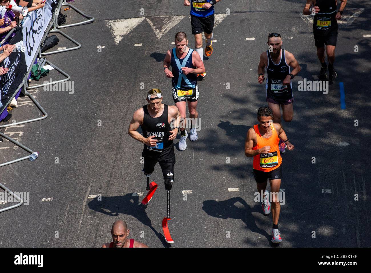 London, UK. 27th Apr, 2025. An athlete uses running blades to achieve ...