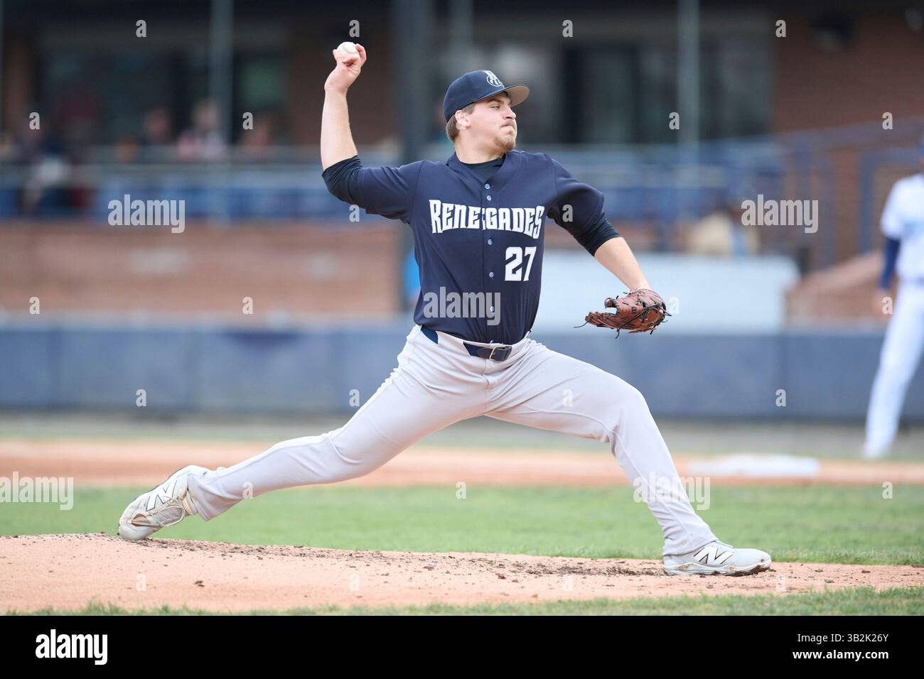 Hudson Valley Renegades starting pitcher Ben Hess (27) delivers a pitch ...