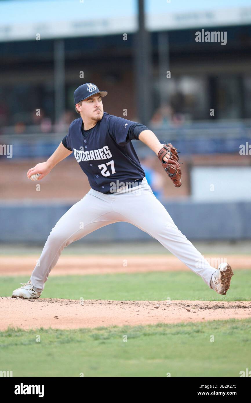 Hudson Valley Renegades starting pitcher Ben Hess (27) delivers a pitch ...