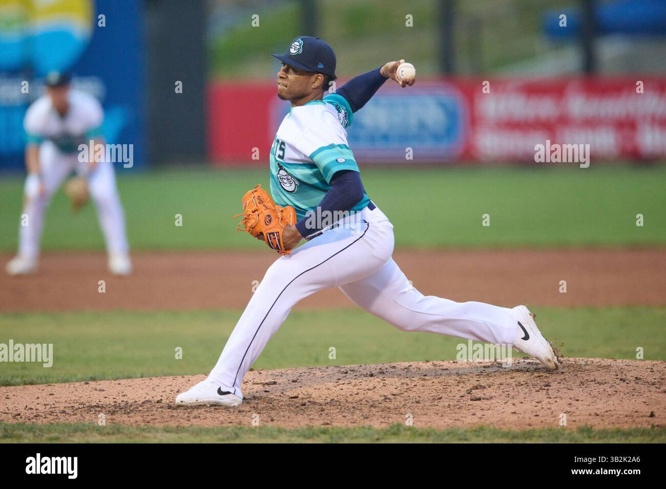 Asheville Tourists pitcher Juan Bello (22) delivers a pitch during a ...