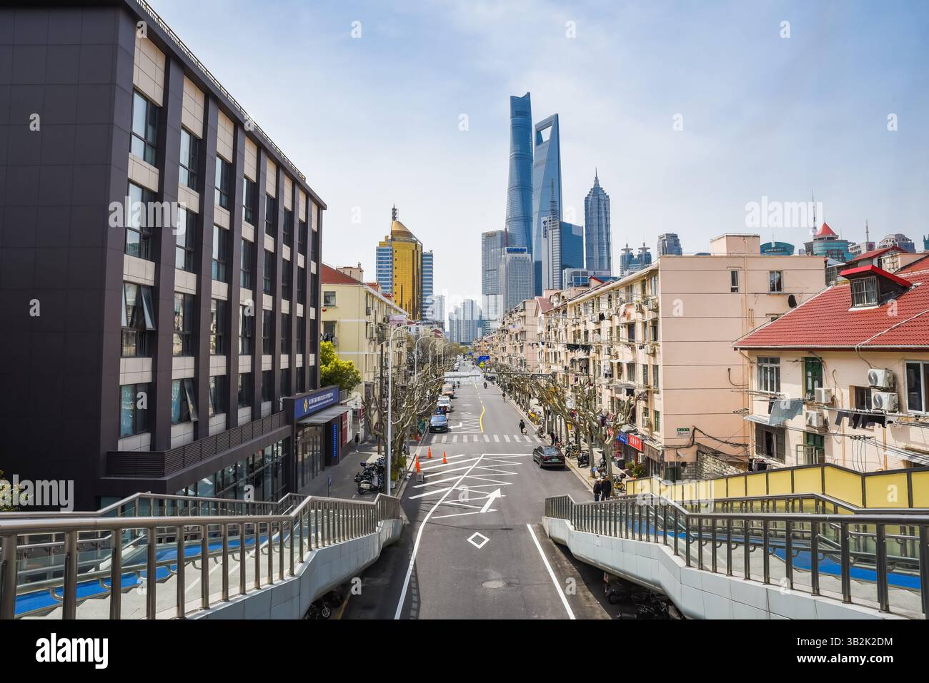 Shanghai, China - 1 April 2025: View of Lujiazui in Pudong with old ...