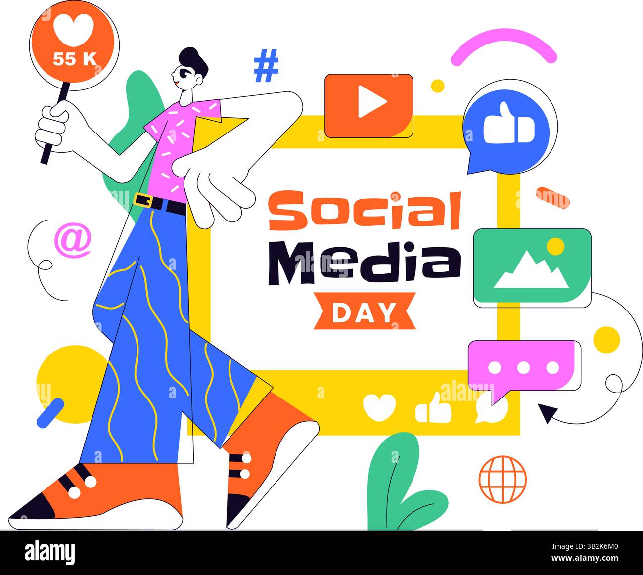 Social Media Day Vector Illustration featuring Social Network icons on ...