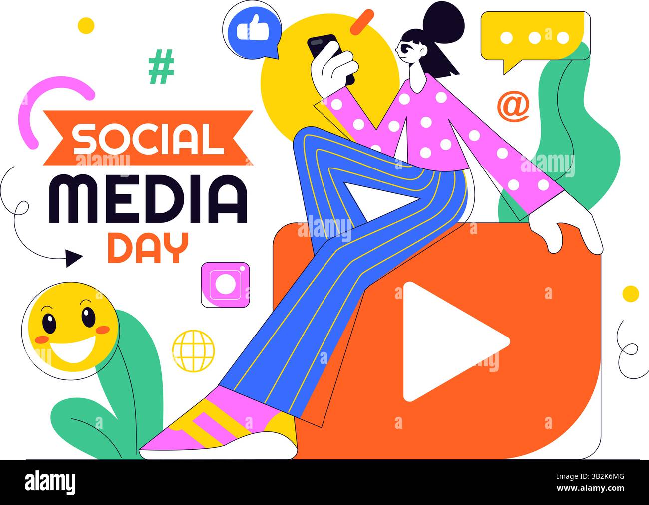 Social Media Day Vector Illustration featuring Social Network icons on ...