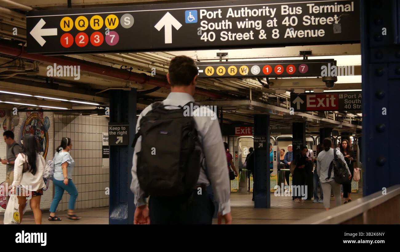 New York City, United States - 31 Aug 2023: Manhattan subway station ...