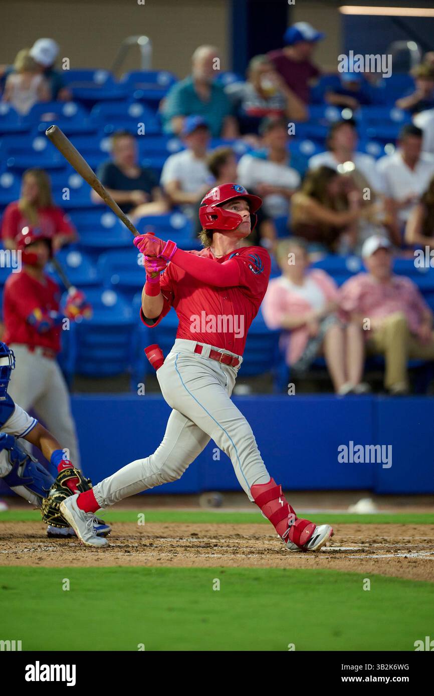 Clearwater Threshers Kehden Hettiger (17) bats during an MiLB Florida ...
