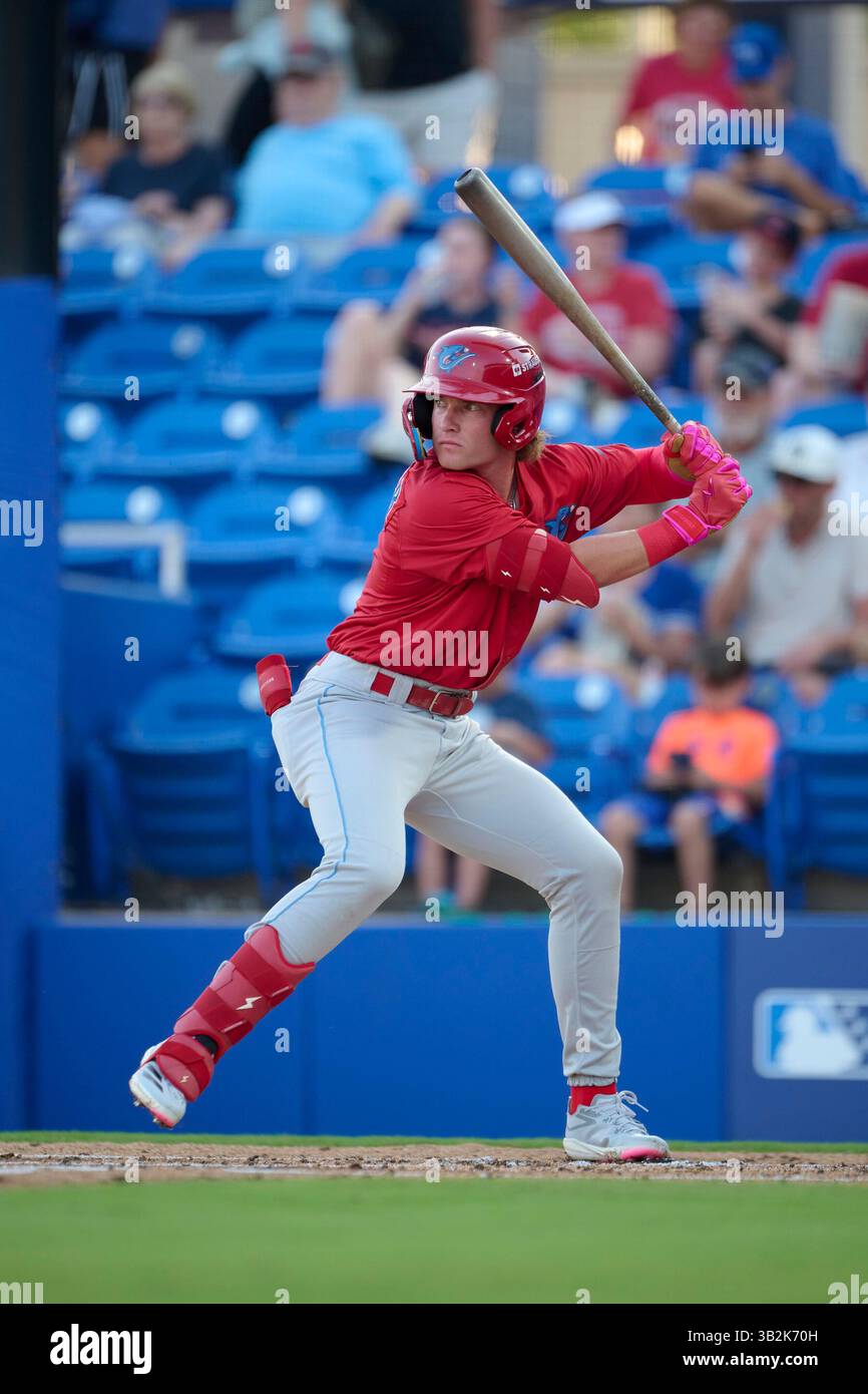 Clearwater Threshers Kehden Hettiger (17) bats during an MiLB Florida ...
