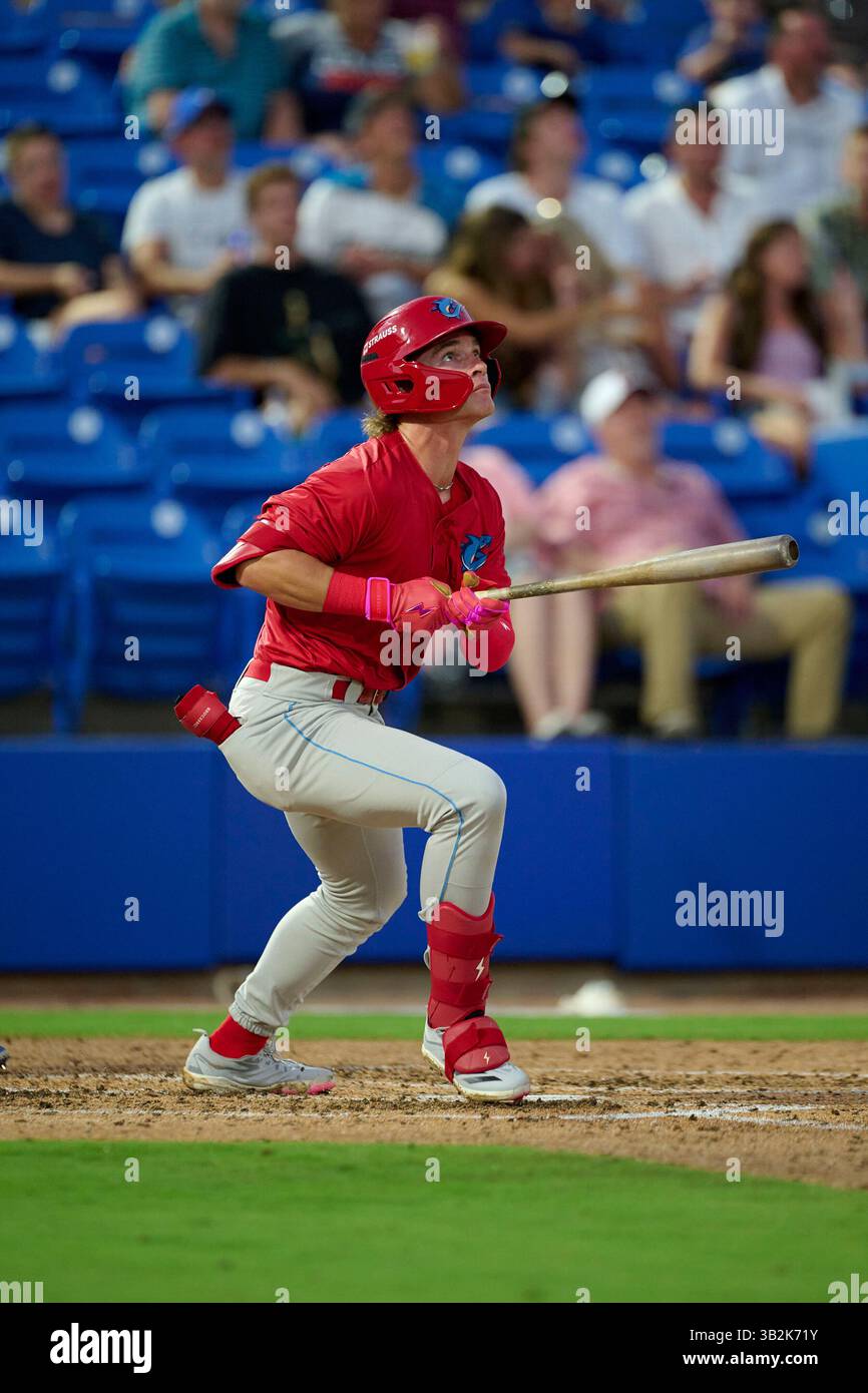 Clearwater Threshers Kehden Hettiger (17) bats during an MiLB Florida ...