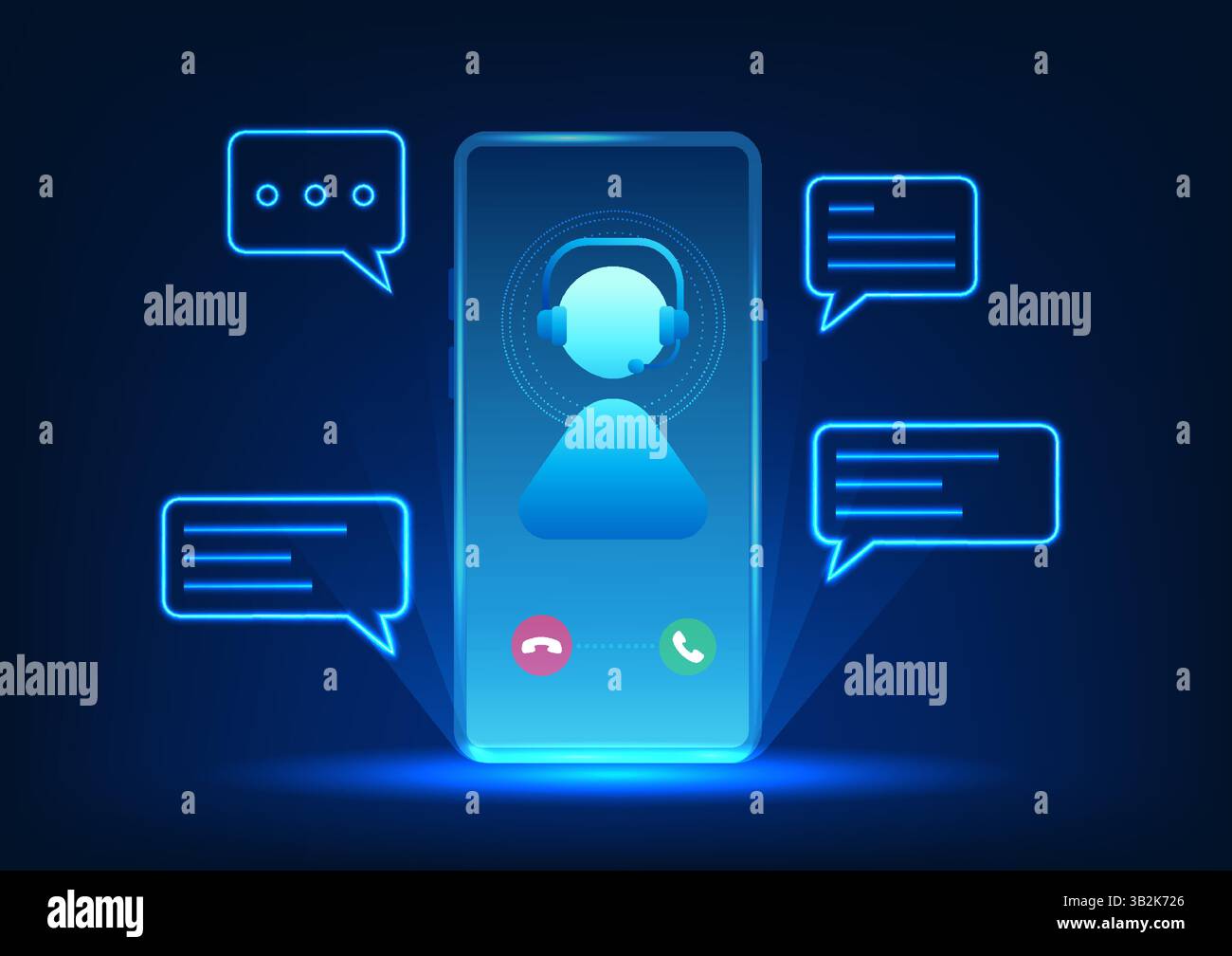 Smartphone service technology with call status display center icon ...
