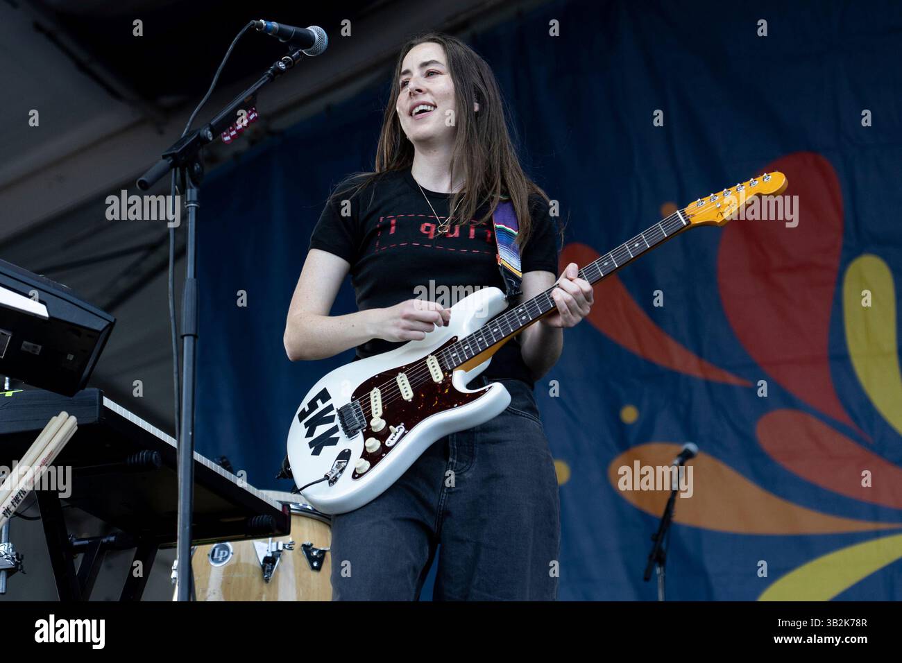 Alana Haim of HAIM performs during the first weekend of the New Orleans ...