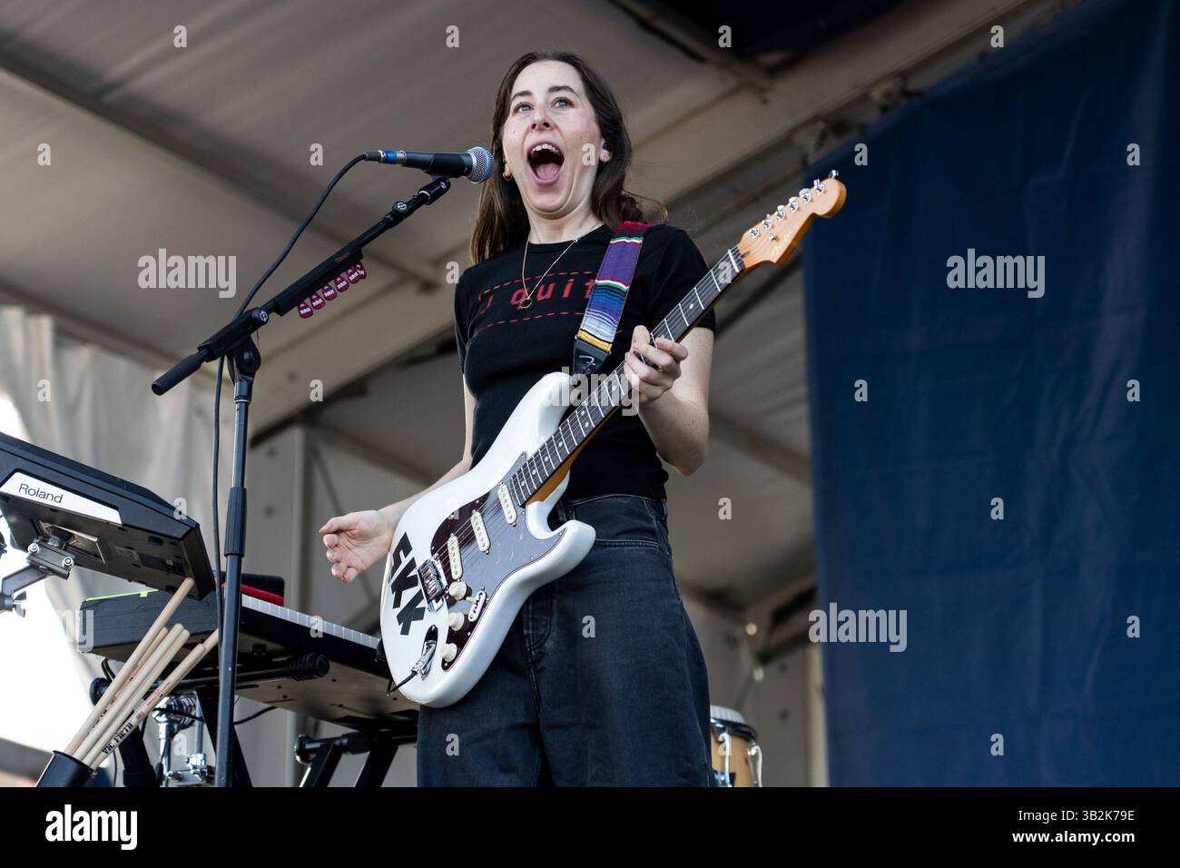 Alana Haim of HAIM performs during the first weekend of the New Orleans ...