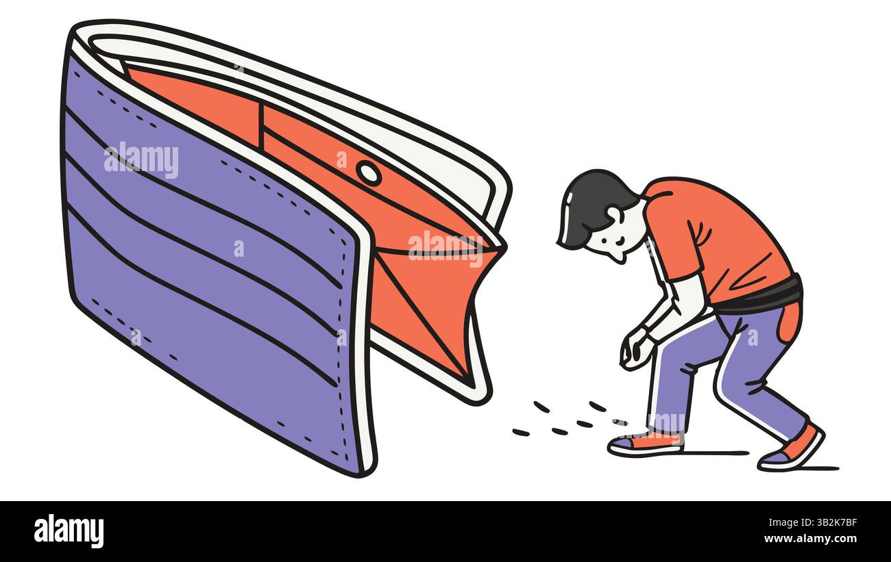 Minimal Vector of Empty Wallet with Dashed Lines for Financial ...