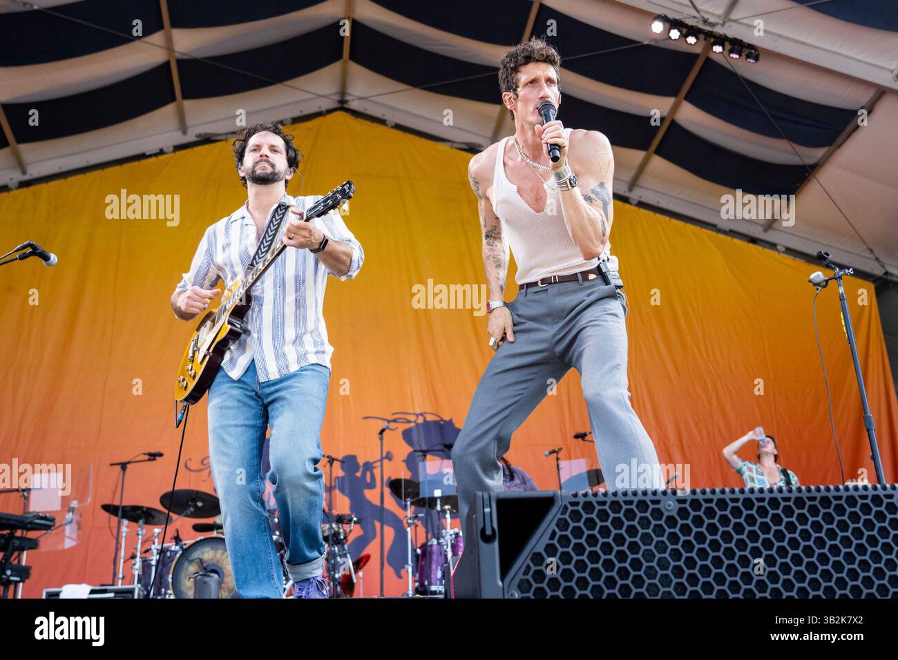 Zack Feinberg, left, and David Shaw of The Revivalists perform during ...