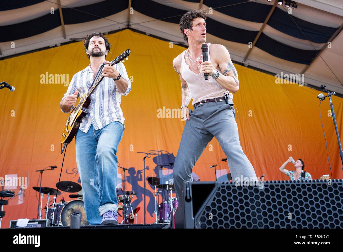 Zack Feinberg, left, and David Shaw of The Revivalists perform during ...
