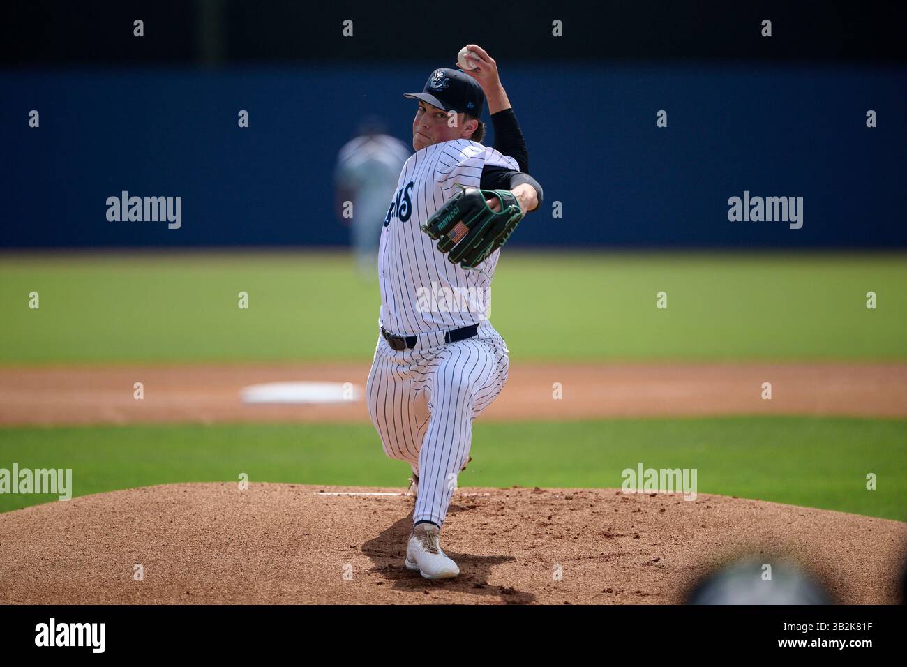Tampa Tarpons pitcher Greysen Carter (30) delivers the first pitch of ...