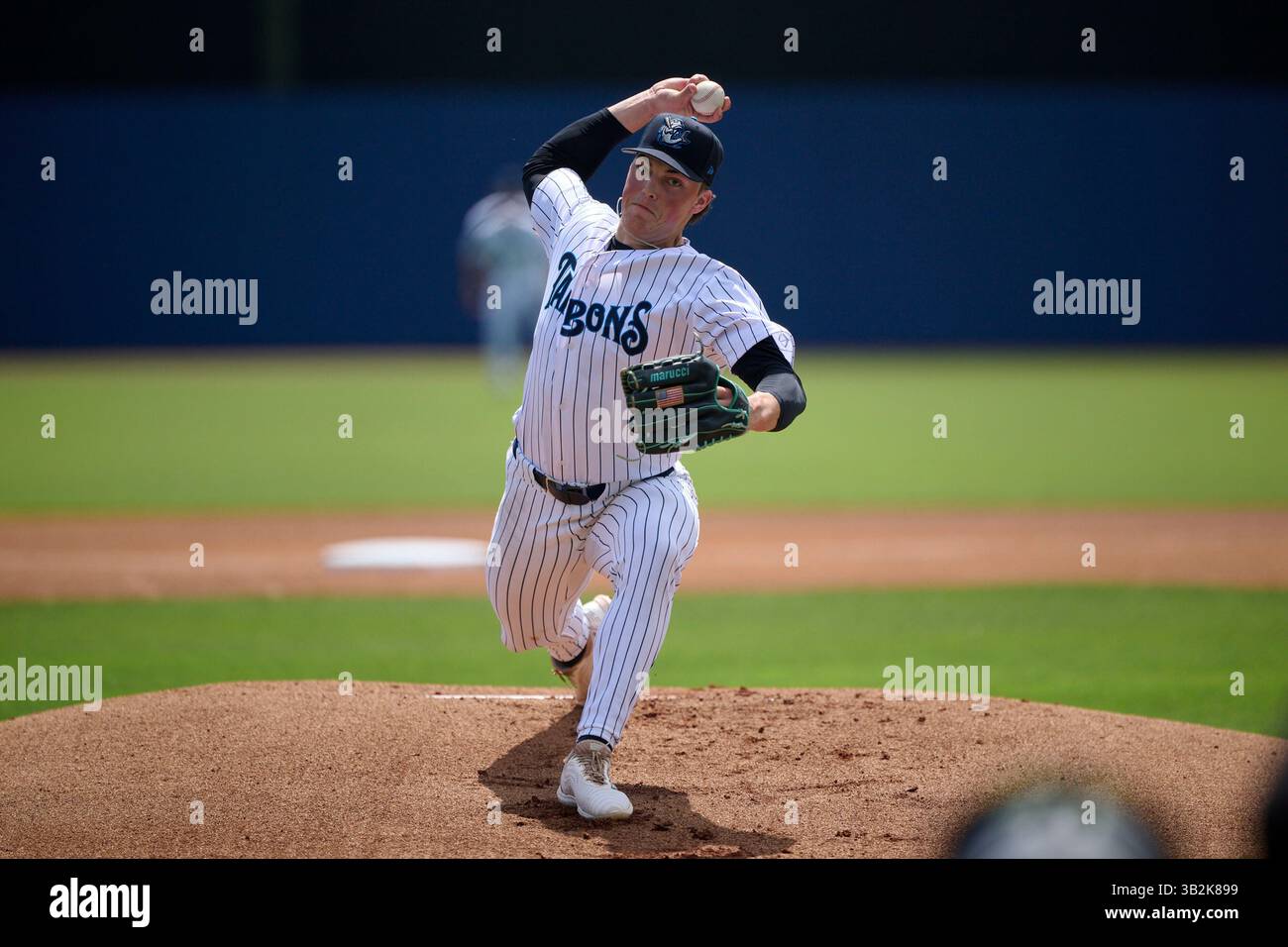 Tampa Tarpons pitcher Greysen Carter (30) delivers the first pitch of ...