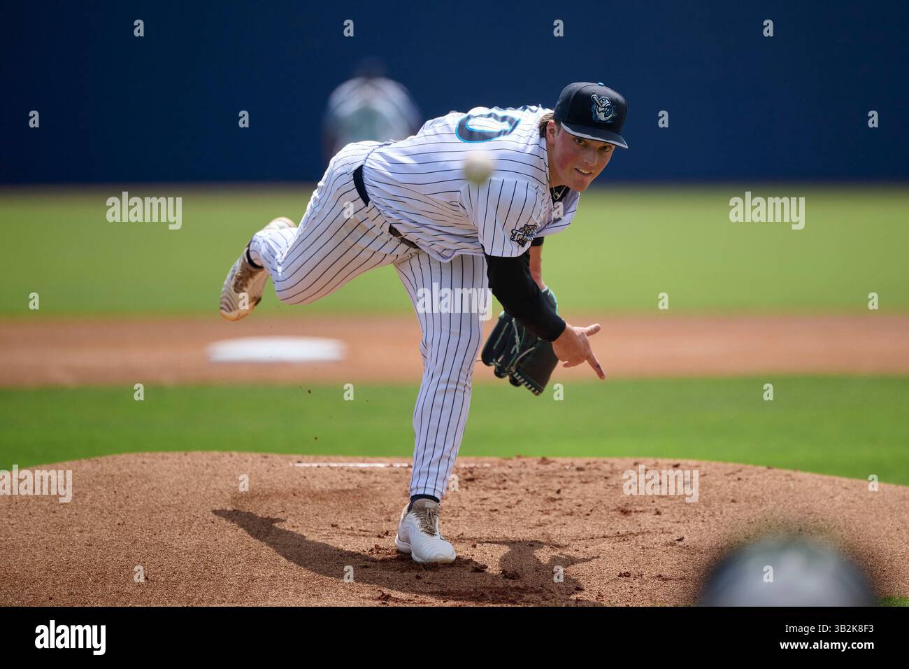 Tampa Tarpons pitcher Greysen Carter (30) delivers the first pitch of ...
