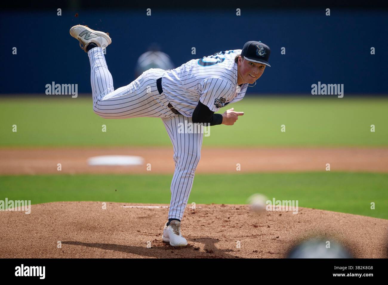 Tampa Tarpons pitcher Greysen Carter (30) delivers the first pitch of ...