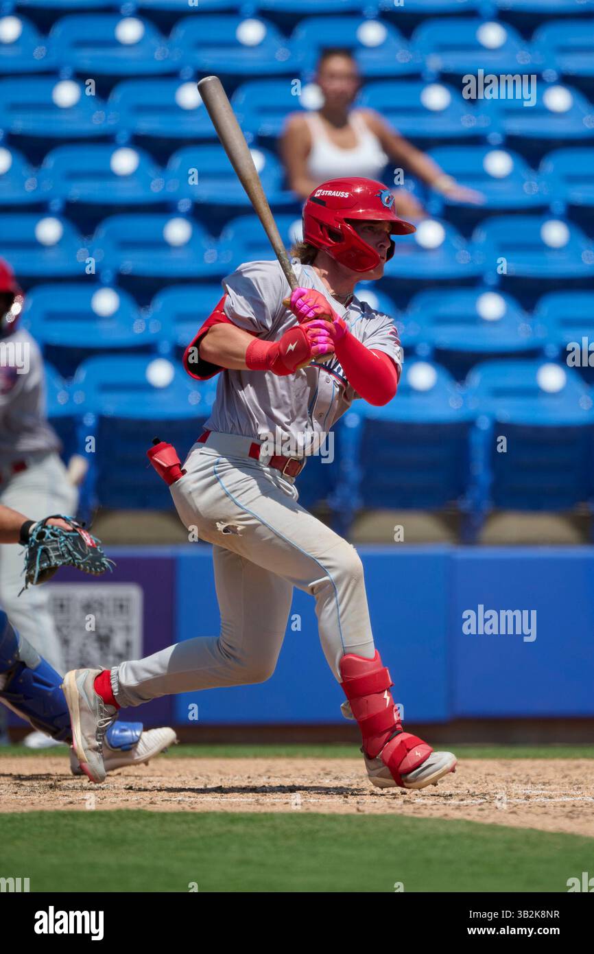 Clearwater Threshers Kehden Hettiger (17) bats during an MiLB Florida ...
