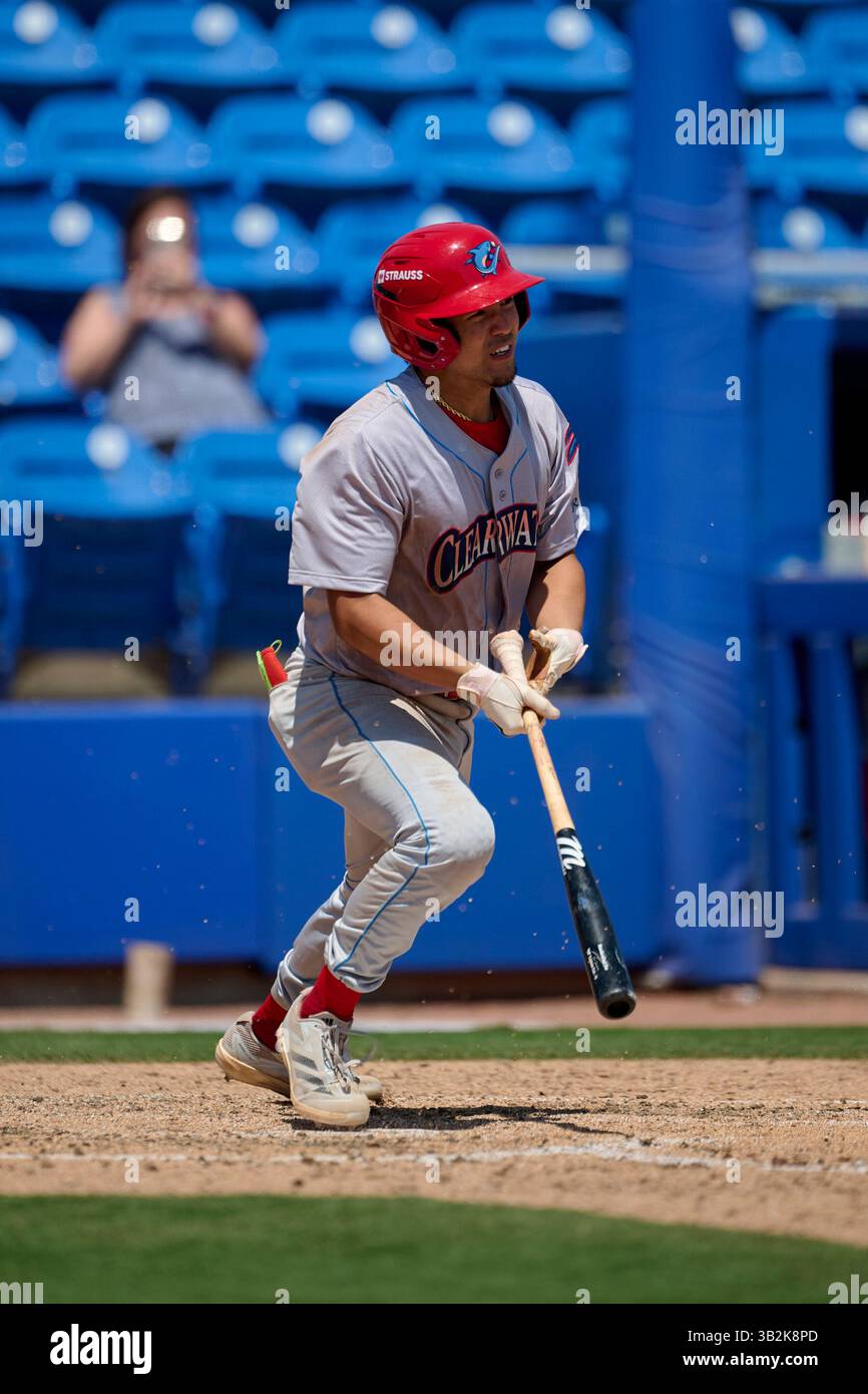 Clearwater Threshers Kodey Shojinaga (22) bats during an MiLB Florida ...