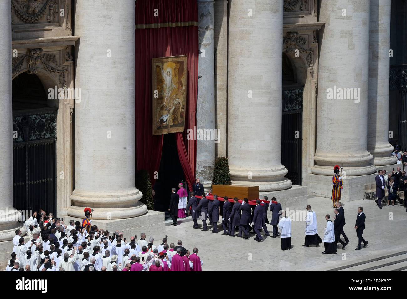 Vatican, Vatican. 26th Apr, 2025. After the coffin containing the body ...