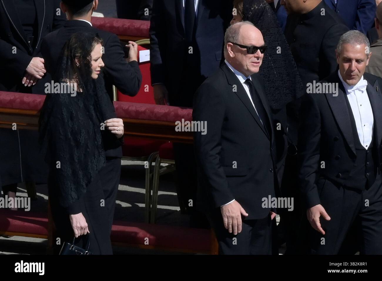 Vatican, Vatican. 26th Apr, 2025. Albert II of Monaco (r) and and his ...
