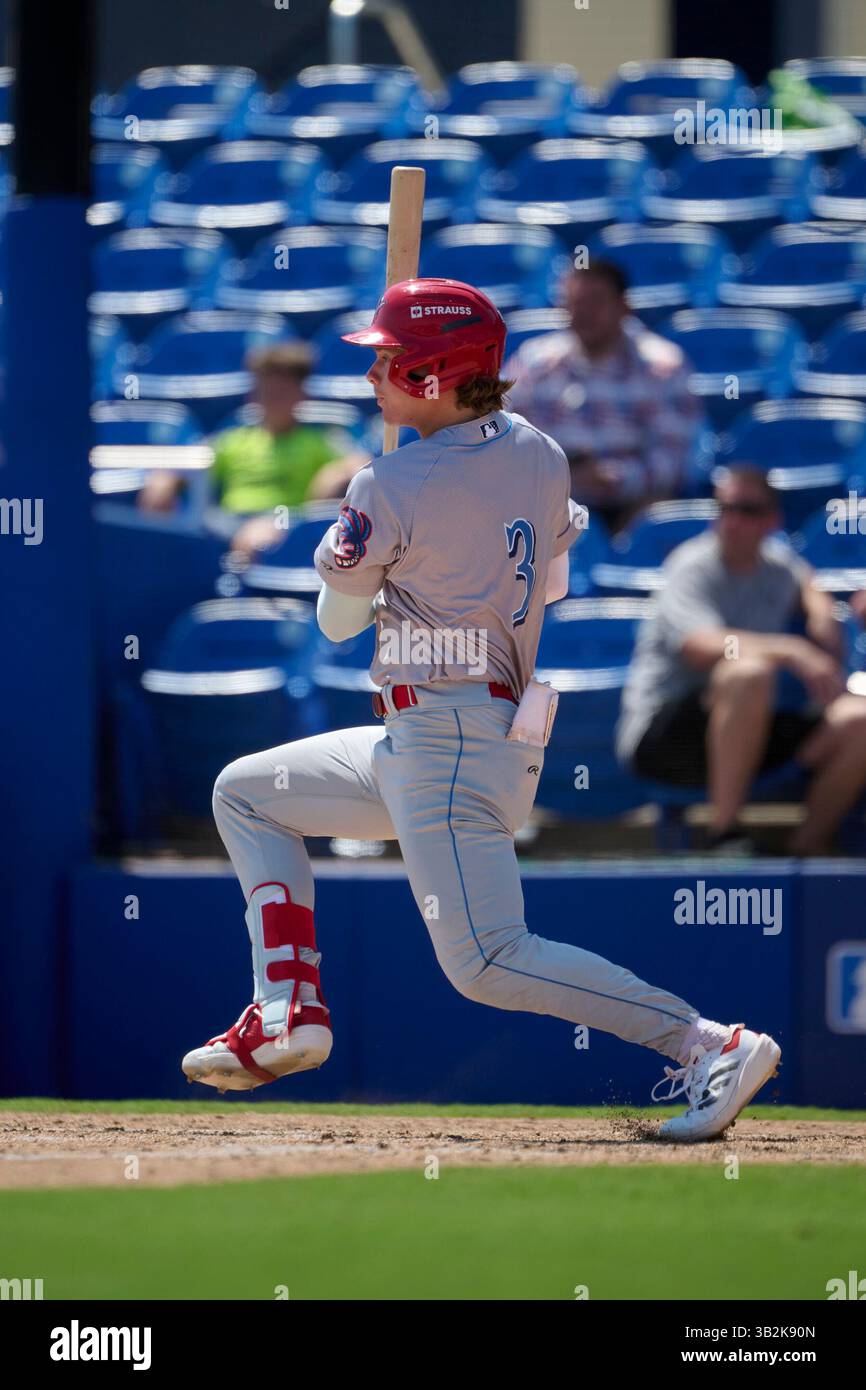 Clearwater Threshers Carter Mathison (3) bats during an MiLB Florida ...
